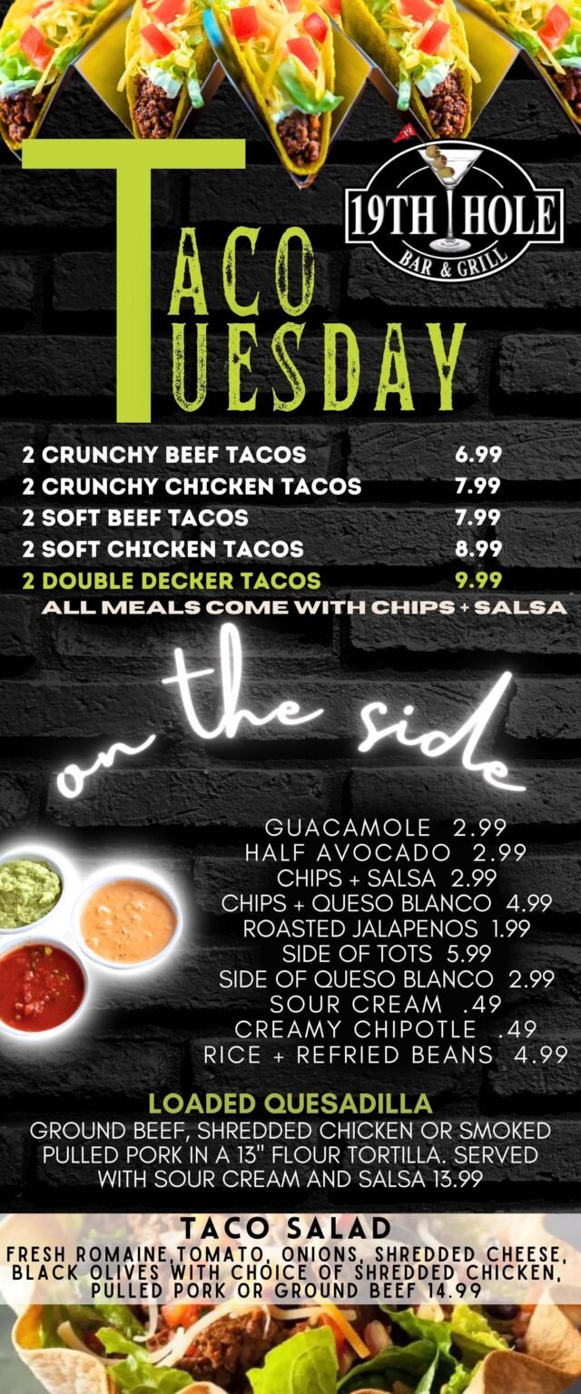 Menu – 19th Hole Bar & Grill