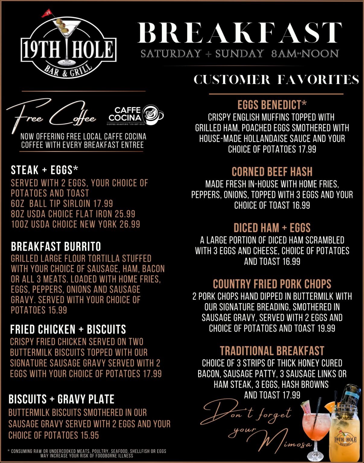 Menu – 19th Hole Bar & Grill